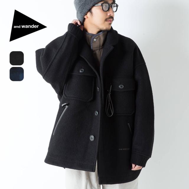 and wander アンドワンダー ウールシャギージャケットロング 5745283052