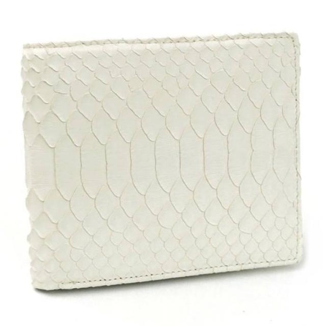 財布 メンズ 送料無料 白蛇二つ折れ財布 100182 日本製 白へび革 爬虫類 金運アップ 財運アップ 二折財布 二つ折り財布 折財布 小銭入れ 札入れ