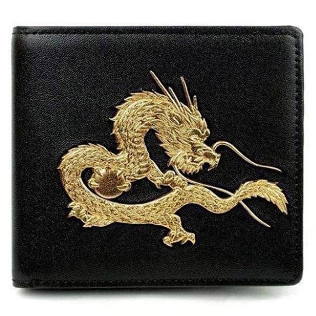 財布 皇帝龍18K 二つ折れ財布 国産 ブラック 牛革 101401 札入れ カード入れ 小銭入れ 二折財布 日本製