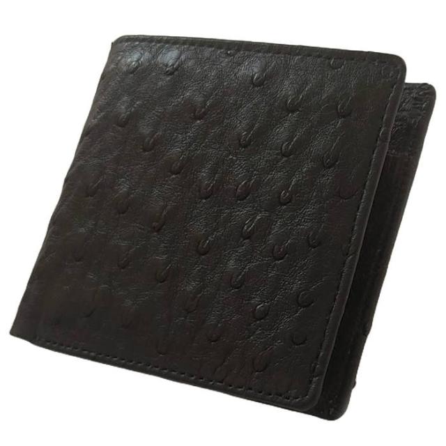 財布 日本製 オーストリッチ 無双 二折財布 ケース付き ダチョウ 折財布 折札 爬虫類 金運 財運 JRAマーク 高級 札入れ 送料無料 102161