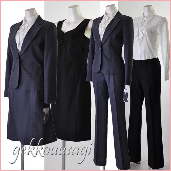 5点セットスーツ お買い得 7号トール 着回し 美脚スーツ ジャケット・ワンピース・スカート・パンツ・ブラウス グレー 黒 015