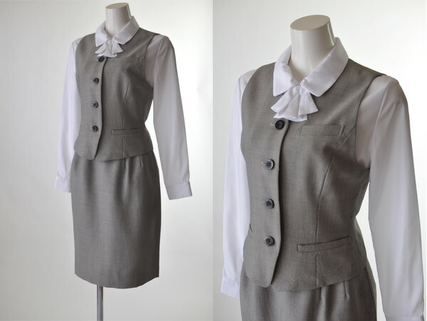 日本製 洗える 5号〜25号 事務服 制服 半袖オーバーブラウス・ベスト＋