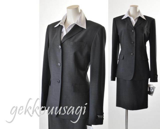 レディース ビジネススーツ オフィス リクルート 13号 15号 イタリア製 ウール100% トールサイズジャケット  会社訪問 インターン 仕事 営業 通勤 スーツ 756