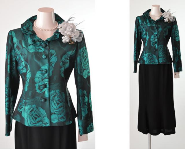 9号/11号/13号 上質素材フリル襟ジャケット・ロングスカートスーツ