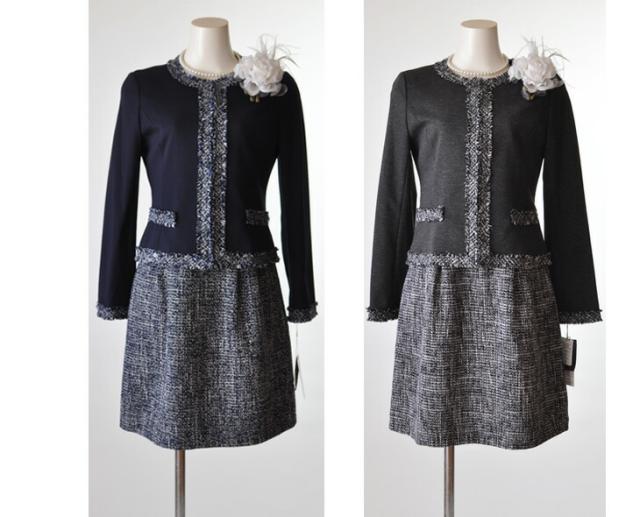 【送料無料】9号 11号 13号 15号 17号 大きいサイズ ツイード フリンジ ワンピーススーツ ニットポンチ セレモニースーツ ストレッチ素材 七五三 お宮参り 結婚式 ママスーツ 30代 40代 50代 60代 スーツ【紺・黒】004(am1U-6) 送料無料】9号 11号 13号 15号 17号 大きいサイズ ツイード フリンジ