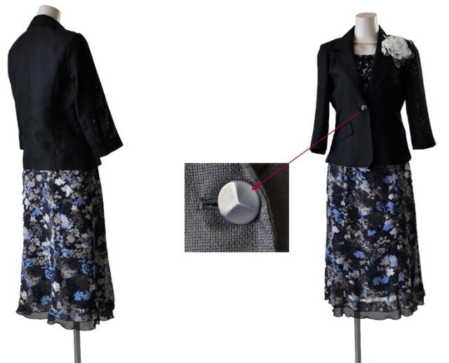 7号〜23号 サマースーツ メッシュ七分袖ジャケット・花柄プリント