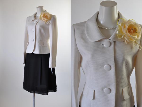 セレモニースーツ 母 入学式 9号 11号 13号 キュート 織り生地 ジャケット 丸ボタン ティアード裾 シフォンスカート かわいい お洒落 おしゃれ 可愛い きれいめ スーツ お出かけ 七五三 発表会 入園式 入学式 黒 ピンク 21392