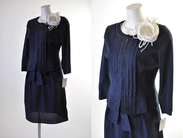 送料無料 15号 大きいサイズ 七分袖 ワンピーススーツ 裏地背抜き