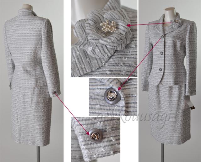 送料無料 ツイードスーツコサージュ付4点セット 入学式 卒業式