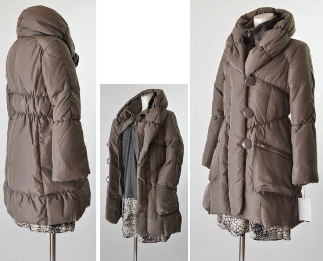 ３８(Ｍサイズ)/４０(Ｌサイズ)  ショールカラーＡラインダ  ウエストリボン付ダウンコート へちま襟ダウンコート 610 38(Mサイズ)/40(Lサイズ) ショールカラーAラインダ ウエスト