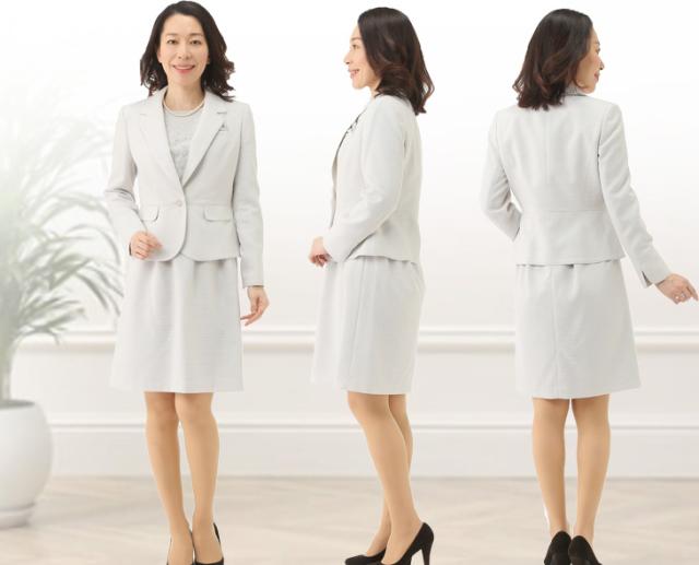 ラメ入りツイードワンピーススーツ ライトグレー ベージュ レース