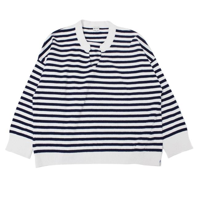 KULE(キュール) ボーダープルオーバー トップス ホワイト×ネイビー L 【レディース】【美品】【K2195】【中古】【プライスダウン】
