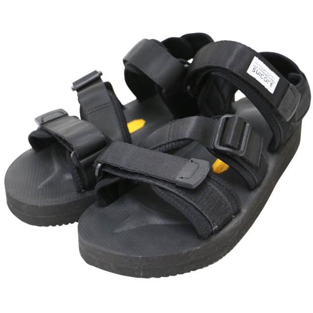 SUICOKE スイコック サンダル ブラック 黒 サイズ:US7(25.0cm) / ベルクロ ストラップ サンダル / KISEE-V スポーツサンダル フラット ビブラムソール / シューズ 靴【レディース】【中古】【K4467】