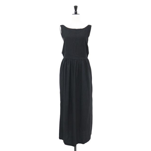 RITA ROW リタロウ IENA 別注 ワンピース ブラック 黒 サイズ:S / リネン ロング ワンピース / MARLENE / バックデザイン ギャザー キャミソール / トップス ドレス【レディース】【中古】【K4467】
