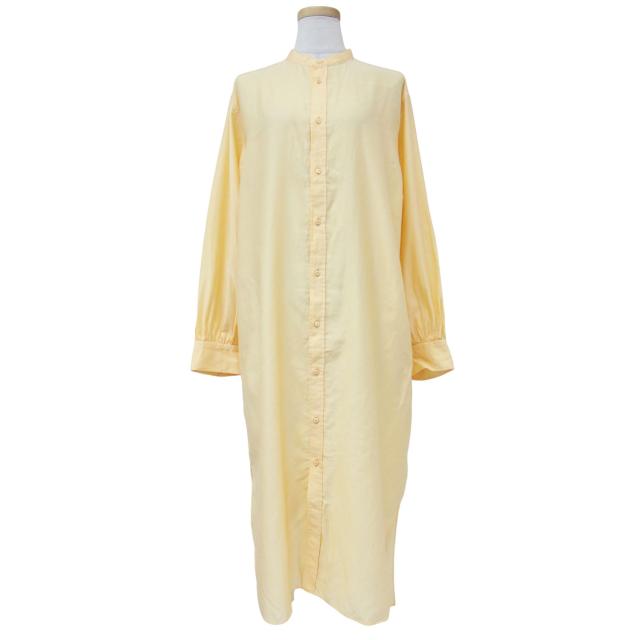 MACPHEE マカフィー ワンピース オレンジ サイズ:36(9号) 23春夏 コットンモールスキン バンドカラー ロング シャツワンピース 長袖 スリット トップス ドレス【レディース】【中古】【美品】【K4155】