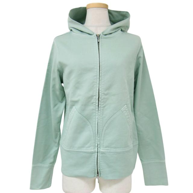 YANUK ヤヌーク パーカー グリーン系 サイズ:S ストレッチ コットン ジップアップ 長袖 トップス フーディー【レディース】【中古】【美品】【K4143】