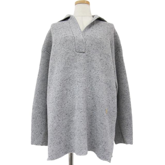 venit ヴェニット ニット 23AW グレー サイズ:38(M) プルオーバー 長袖 セーラーカラー ネップ スリット ウール トップス セーター【レディース】【中古】【美品】【K4051】