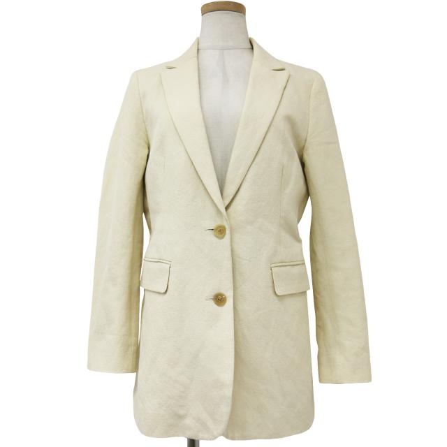 BACCA バッカ ジャケット イエロー 36(9号) コットンメタル ピークドラペル テーラードジャケット ブレザー シングル 日本製 アウター ブルゾン【レディース】【中古】【K4100】