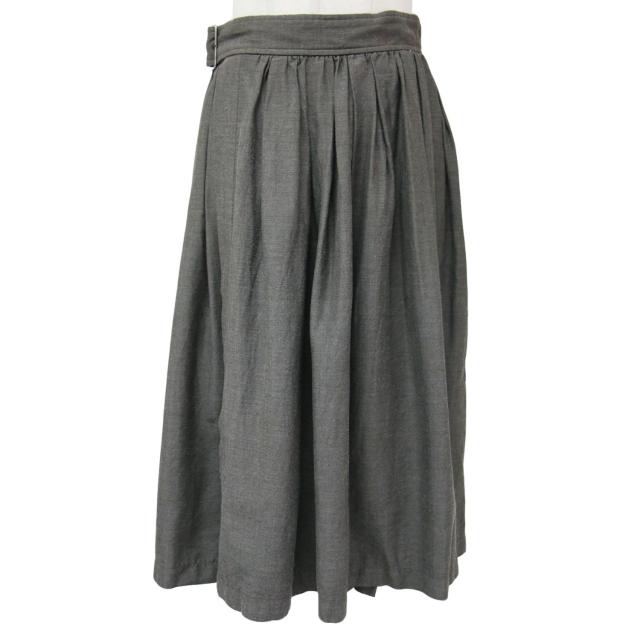 COMME des GARCONS COMME des GARCONS コムデギャルソン コムデギャルソン スカート グレー サイズ:XS ギャザー ラップスカート 巻きスカート ミディ丈 ウール AD2014 日本製 ボトムス【レディース】【中古】【K4163】