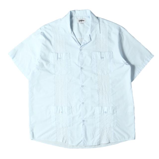 オープンカラー ポリコットン 半袖 キューバシャツ 90年代 00年代 Vatpave 開襟シャツ ライトブルー サイズ:L 90s - 00s ヴィンテージ古着 トップス カジュアルシャツ【メンズ】【中古】【K4157】