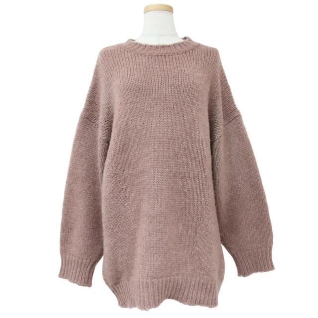 ROBERTO COLLINA ロベルトコリーナ Plage 別注 ニット ウール セーター ピンク系 S クルーネック 長袖 トップス プルオーバー シンプル カジュアル きれいめ【レディース】【中古】【K4192】