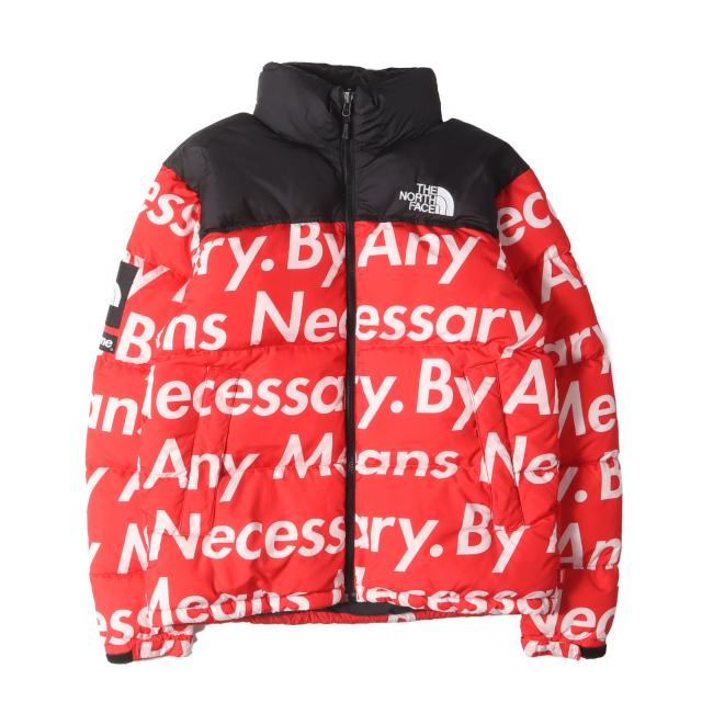 Supreme シュプリーム ジャケット サイズ:M THE NORTH FACE メッセージロゴ ヌプシ ダウンジャケット (Nuptse Down Jacket) レッド アウター ブルゾン 上着 コラボ【メンズ】【中古】【K4265】