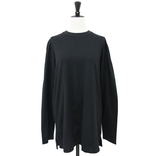 Y-3 ワイスリー カットソー ブラック 黒 サイズ:XS(ユニセックスサイズ) 24春夏 U ロングスリーブ ティー / コットン 長袖 クルーネック Tシャツ ロゴ トップス【レディース】【中古】【美品】【K4290】