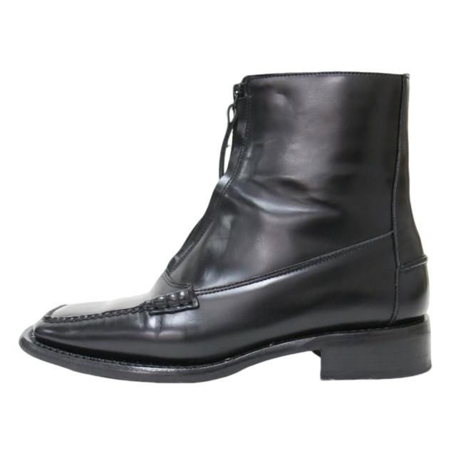 HEREU へリュー ブラック 黒 サイズ:38(25.0cm) Mallera ジップアップ レザー ショート ブーツ / マレラ フロントファスナー スクエアトゥ スペイン製 シューズ 靴【レディース】【中古】【K4300】
