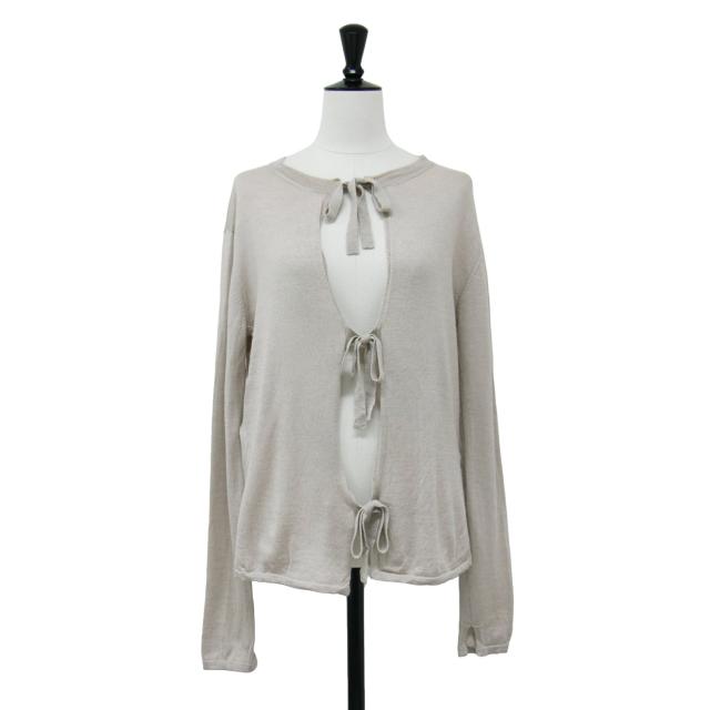 MARNI マルニ カーディガン ベージュ サイズ:38(M) フロントリボン ニット カーディガン / 長袖 ハイゲージ スリット ウール シルク イタリア製 トップス セーター【レディース】【中古】【K4313】