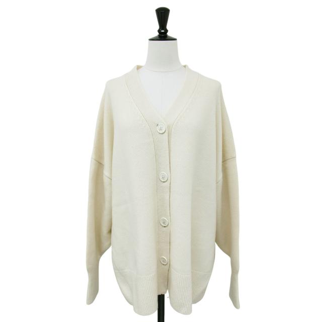 Plage プラージュ カーディガン オフホワイト 白 サイズ:FREE RIAM ウォッシャブル ウール カーディガン / Vネック 長袖 カシミヤブレンド オーバーサイズ トップス セーター【レディース】【中古】【K4314】