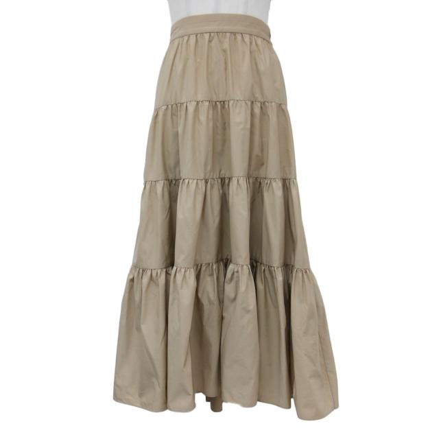 SHE Tokyo シートーキョー スカート ロング ティアードスカート ベージュ 36(S) ボリュームスカート 日本製 ボトムス 大人 きれいめ カジュアル フェミニン 着回し【レディース】【中古】【K4041】