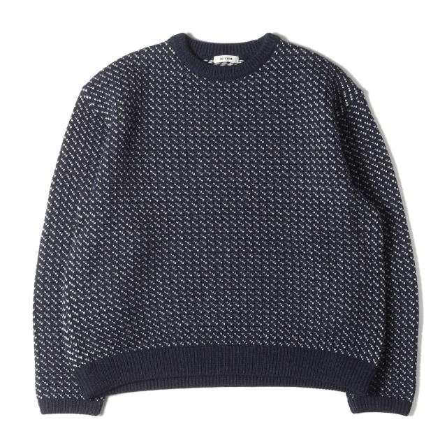 INTERIM インテリム ニット サイズ:4 / バーズアイ ニット (60S ALPACA BIRDS EYE HEAVY CREW SWEATER) / ネイビー 紺 / トップス セーター / 日本製【メンズ】【中古】【美品】【K4335】