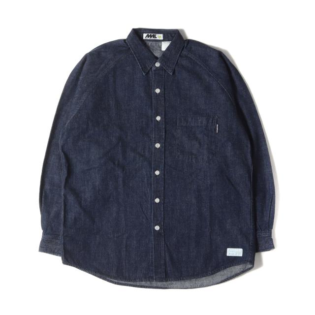 MORE ABOUT LESS モアアバウトレス シャツ サイズ:M / 90s ラグラン デニムシャツ / インディゴ / トップス カジュアルシャツ 長袖【メンズ】【中古】【K4341】