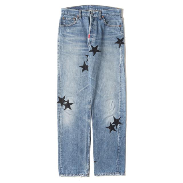 MARBLES マーブルズ パンツ サイズ:30×32 / Levis 501 古着リメイク レザースターパッチ カスタム デニムパンツ / インディゴ / ボトムス ジーンズ ジーパン【メンズ】【中古】【K4342】