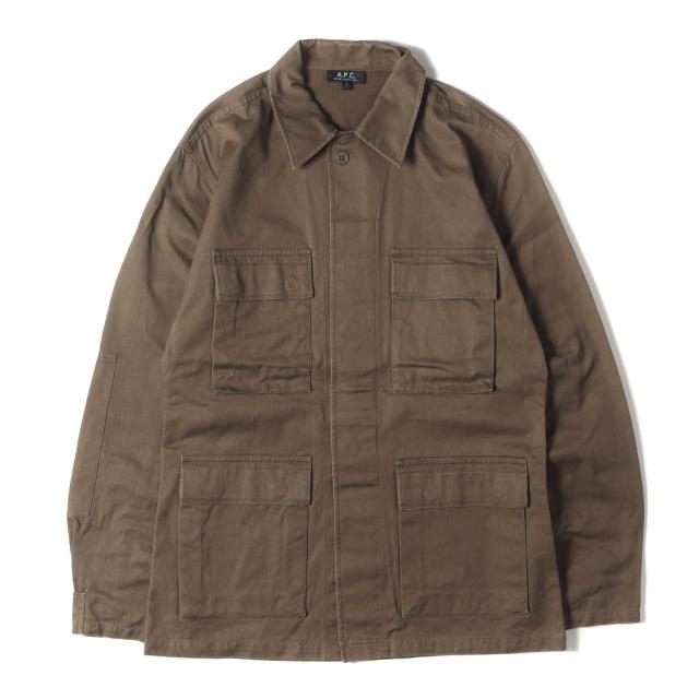 A.P.C. アーペーセー ジャケット サイズ:S / 99SS イーストバイウエスト期 ヘリンボーン ミリタリー ジャケット / M-65 MADE IN FRANCE / ブラウン / アウター ブルゾン コート 上着【メンズ】【中古】【K4345】