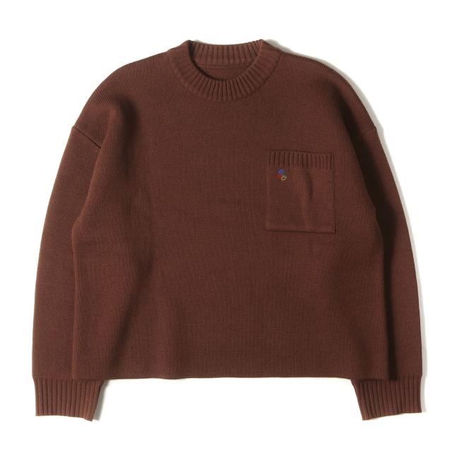 Adererror アーダーエラー ニット サイズ:3 / オーバーサイズ ポケット付き ニット セーター / ブラウン / トップス プルオーバー 長袖【メンズ】【中古】【K4347】