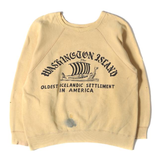 MAYO SPRUCE メイヨー スプルース スウェット サイズ:L 60s 4段プリント ラグランスリーブ スウェットシャツ ベージュ系 60年代 ヴィンテージ 古着 トップス トレーナー【メンズ】【中古】【K3950】