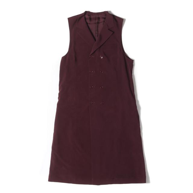 Ground Y グラウンド ワイ ワンピース ボルドー サイズ:3 / トリアセテート ポリ デシン ダブルブレスト ドレス ワンピース (GR-D03-500) / 日本製 / トップス 羽織り【レディース】【中古】【K4351】