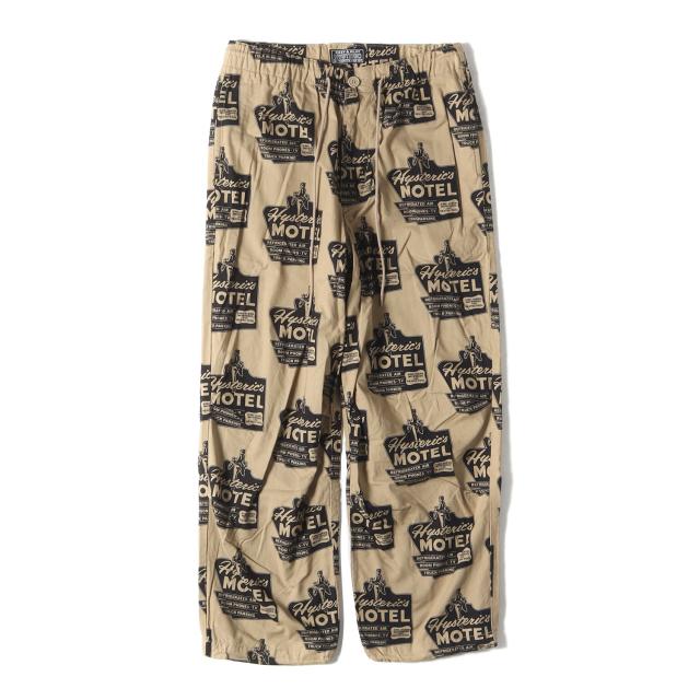 HYSTERIC GLAMOUR ヒステリックグラマー パンツ サイズ:S / 24SS HYSTERIC MOTEL柄 イージー ワイド パンツ (02241AP12) / ジッパーフライ / ベージュ ブラック / 日本製 / ボトムス ズボン【メンズ】【中古】【美品】【K4352】