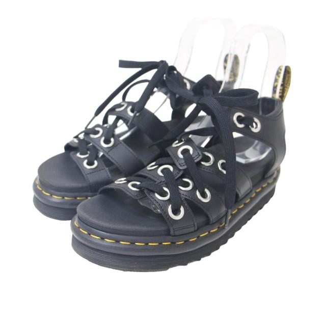 Dr.Martens ドクターマーチン ブラック 黒 サイズ:UK6(25.0cm) / BLAIRE HDW サンダル / レザー レースアップ アイレット フラット ボリュームソール / シューズ 靴【レディース】【中古】【K4353】