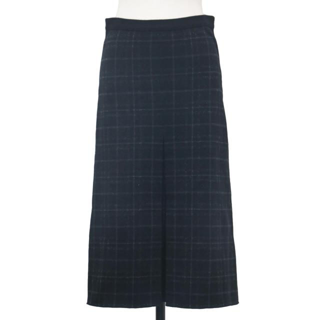 BOTTEGA VENETA ボッテガヴェネタ スカート ブラック系 黒 サイズ:36(S) / チェック柄 ミディ丈 ニット スカート / ボックスプリーツ 膝下丈 Aライン ラメ糸 ウール / イタリア製 / ボトムス【レディース】【中古】【K4359】