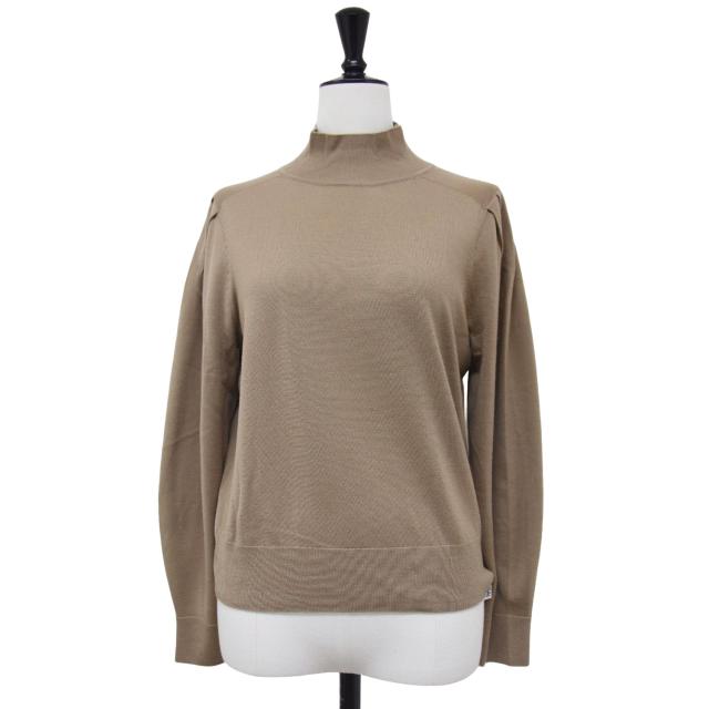 theory luxe セオリーリュクス ニット ベージュ サイズ:38(M) / 24秋冬 ハイネック バルーンスリーブ ニット / Lawrence Steff 長袖 ハイゲージ ウール ウォッシャブル ピーナッツ / トップス セーター【レディース】【中古】【K4365】