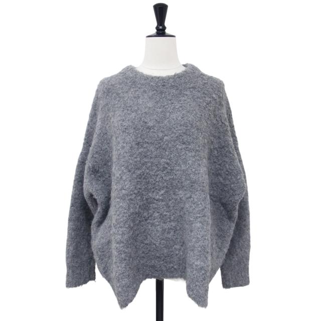 SACRA サクラ ニット グレー サイズ:38(M) / アルパカ　モヘヤ ブレンド クルーネック ニット / 長袖 プルオーバー ワイド / トップス セーター【レディース】【中古】【K4366】
