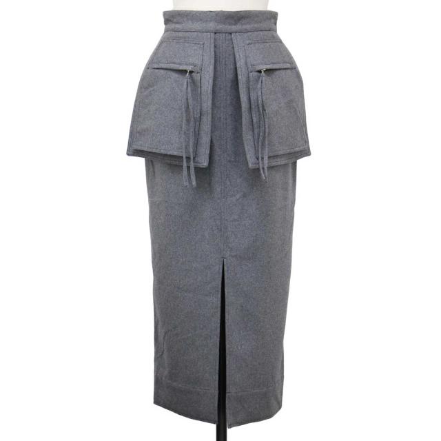 TODAYFUL トゥデイフル スカート グレー サイズ:36(S) / マルチポケット ペンシルスカート / Multipocket Pencil Skirt タイトスカート ロング丈 スリット ウール / ボトムス【レディース】【中古】【美品】【K4367】