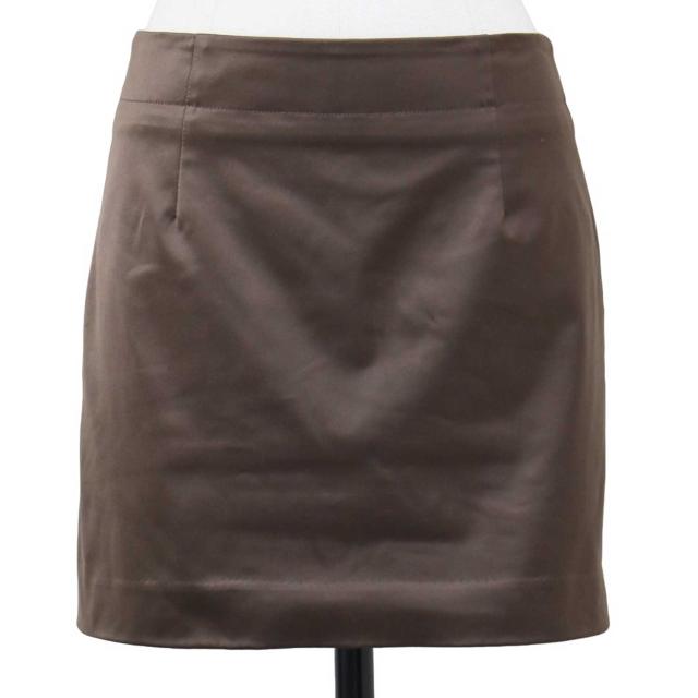 JANE SMITH ジェーンスミス スカート ブラウン サイズ:36(S) / サテン ミニ スカート / POLYESTER SATIN MINI SKIRT Aライン ダーツ 光沢 / 日本製 / ボトムス【レディース】【中古】【K4369】