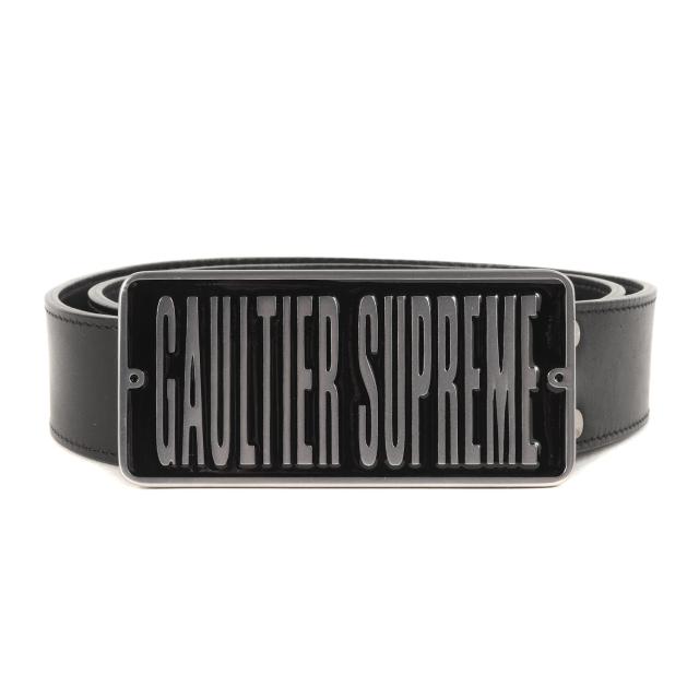 Supreme シュプリーム サイズ:L/XL 19SS Jean Paul Gaultier バックル レザーベルト / Belt ブラック 黒 ジャンポール ゴルチエ コラボ アイテム【メンズ】【中古】【K4040】