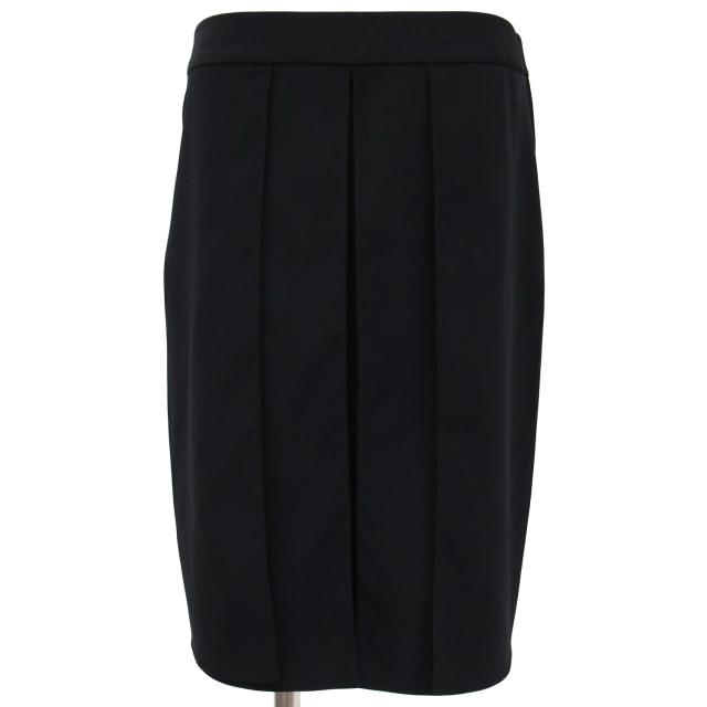 DSQUARED2 ディースクエアード スカート プリーツスカート 23春夏 ブラック 黒 40(L) ミディ丈 台形スカート ストレッチ ボトムス イタリア製 シンプル オフィス カジュアル 大人 きれいめ 上品【レディース】【中古】【K4094】