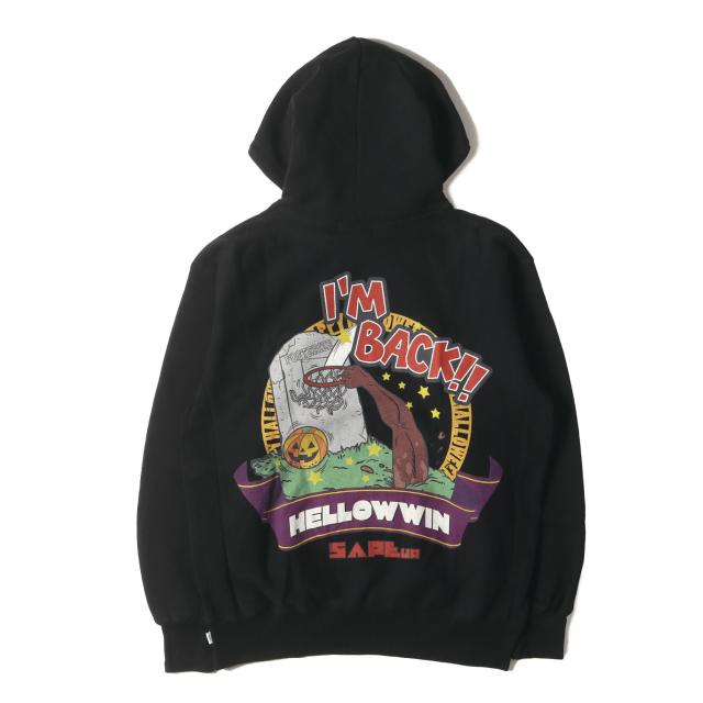 A Elegantes SAPEur サプール パーカー サイズ:L / ハロウィン グラフィック スウェット パーカー / ブラック 黒 / トップス フーディー 【メンズ】【中古】【K4372】