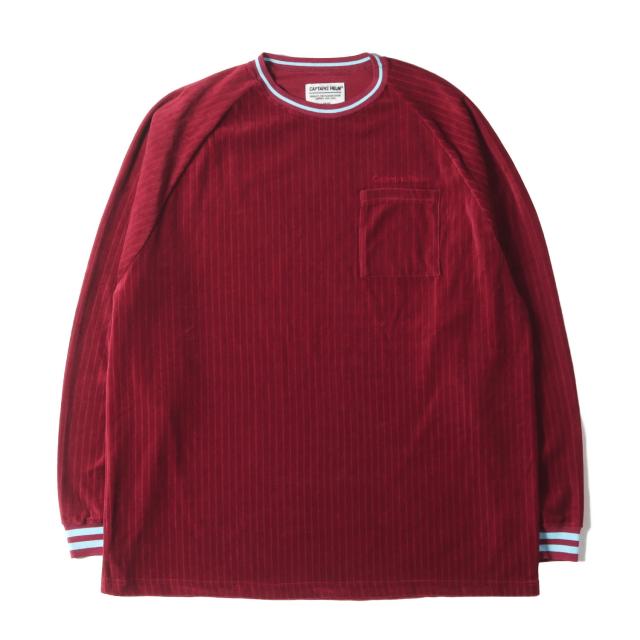 Captains Helm Tokyo キャプテンズヘルム Tシャツ サイズ:L / 22AW ベロア ロングスリーブ ポケット Tシャツ (LINE-RIB VELOUR LS T) / バーガンディー / トップス カットソー 長袖【メンズ】【中古】【K4377】