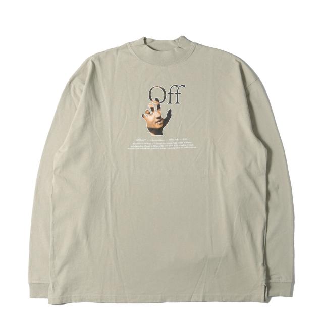 OFF-WHITE オフホワイト Tシャツ サイズ:S / 21AW 絵画グラフィック オーバーサイズ ロングスリーブ Tシャツ (CARAV HAND OVER MOCKNECK) / ベージュ / トップス カットソー 長袖【メンズ】【K4377】